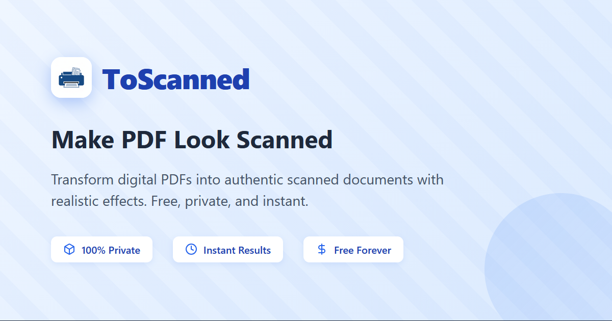 Make PDF Look Scanned - Free, Online, Private - ToScanned